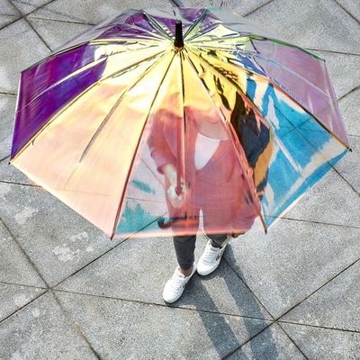 Poe Fabric Clear Plastic Rain Umbrellas , Transparent Dome Umbrella ...